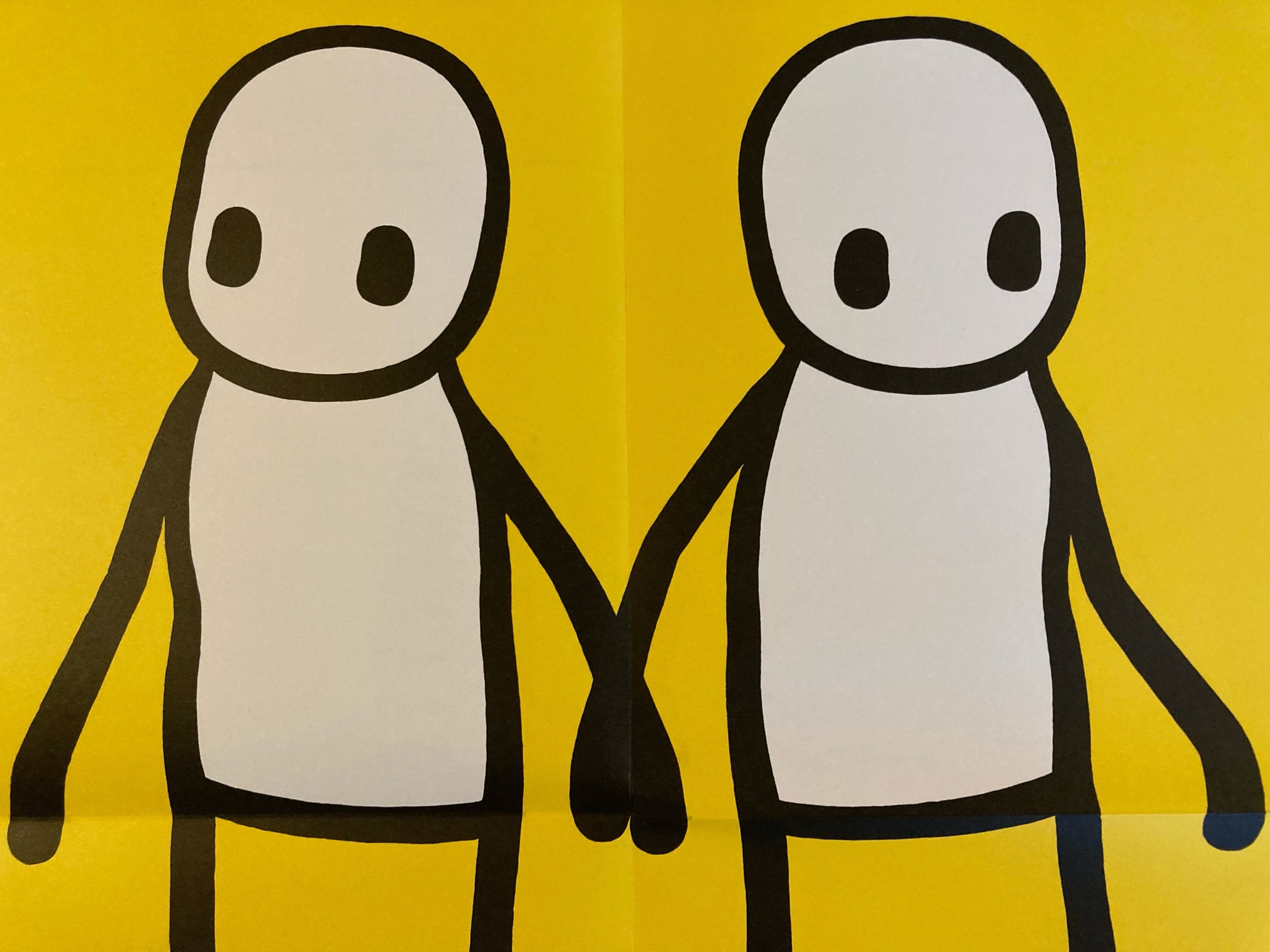 Stik Holding Hands Yellow print & Hackney Today newspaper 2020