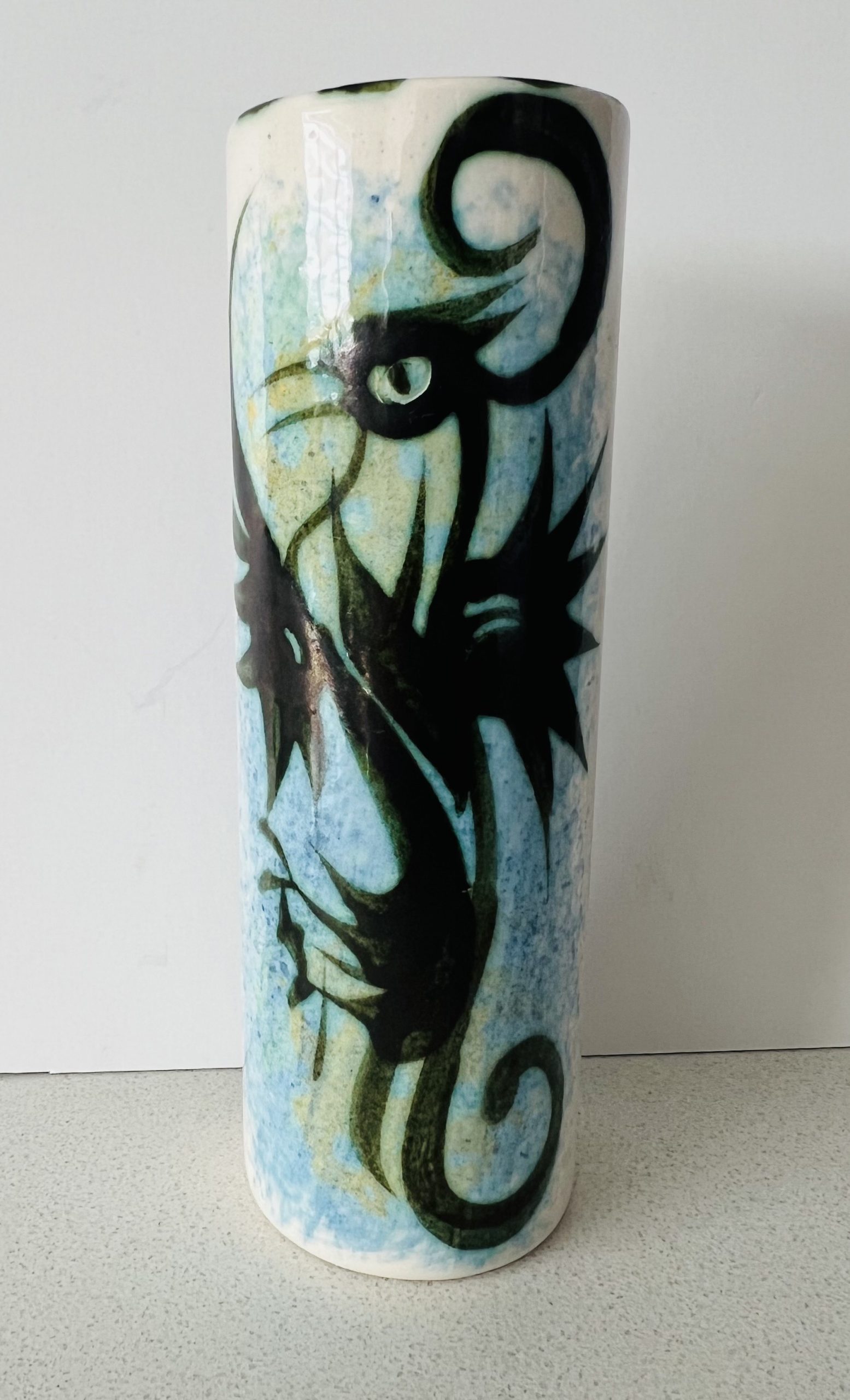 Celtic Pottery Spill Vase Phoenix design with Original Labels