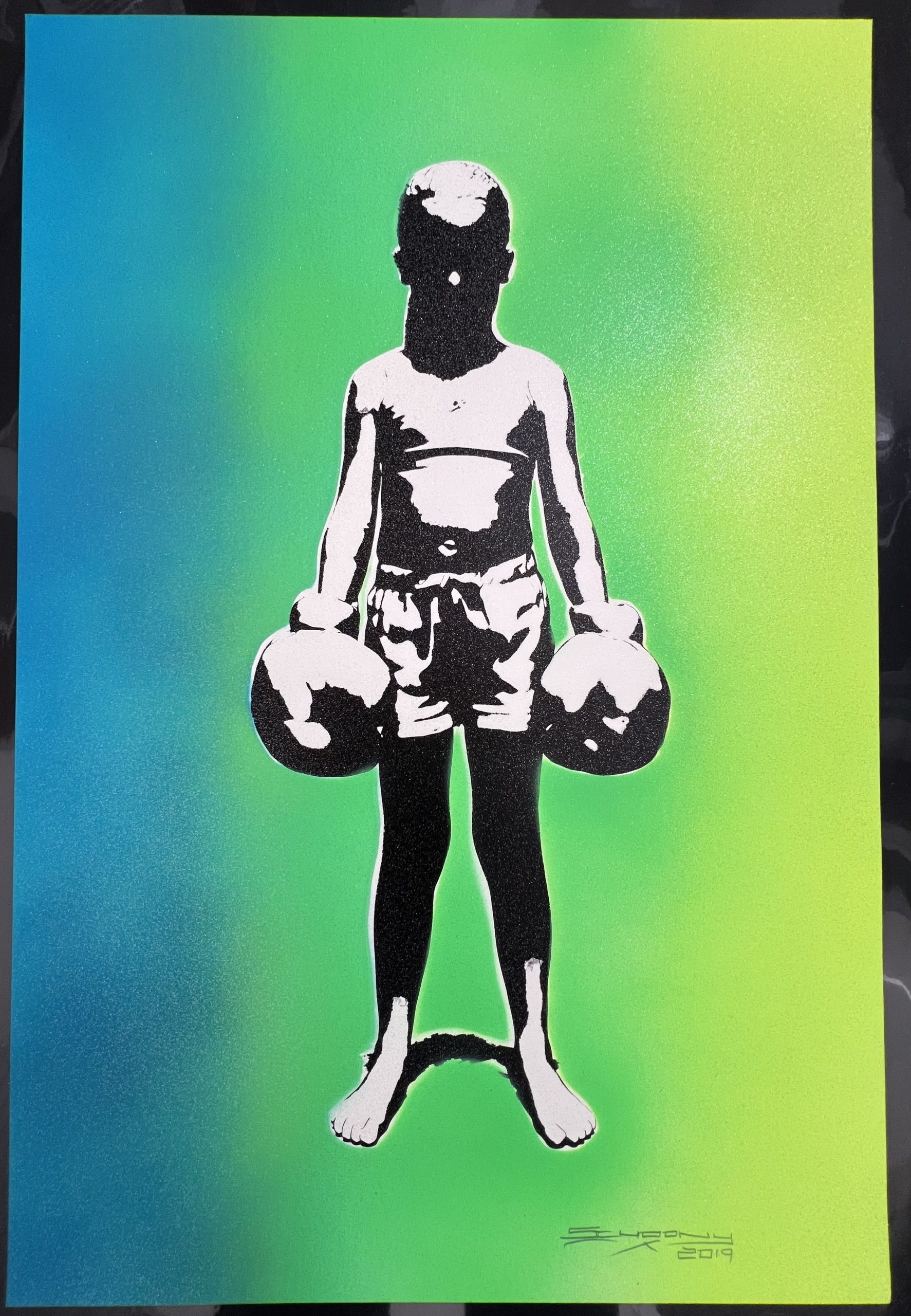 Bruiser Pebbles Schoony Unique Print Spray Paint Hand Finished